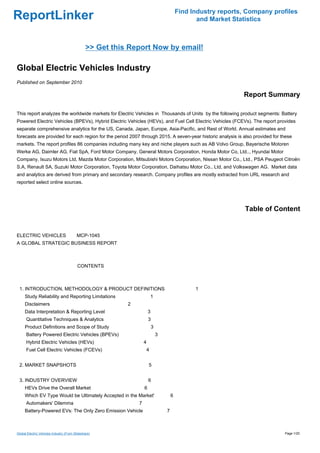 Global Electric Vehicles Industry | PDF