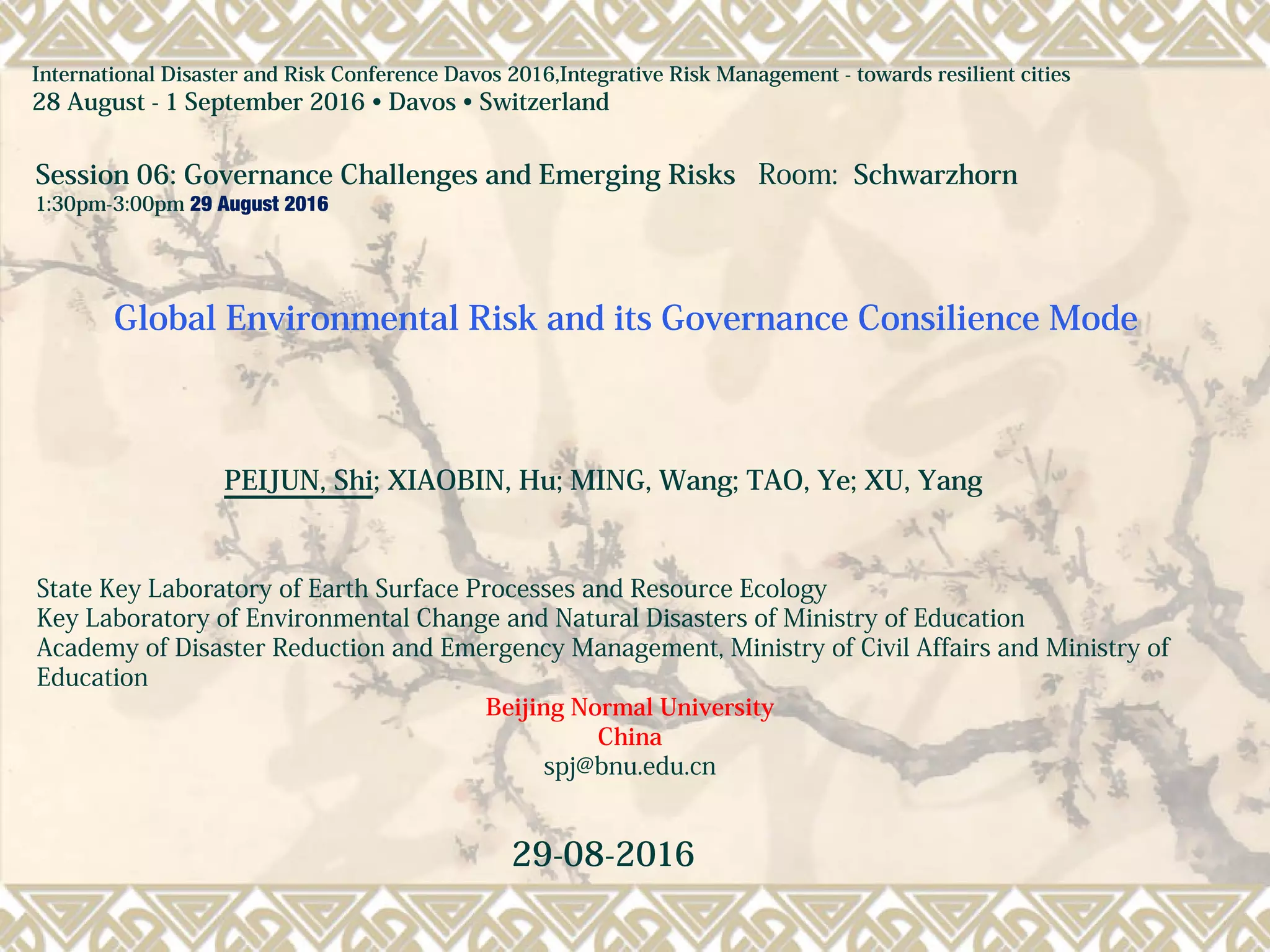 Global Environmental Risk and its Governance Consilience Mode, Shi ...