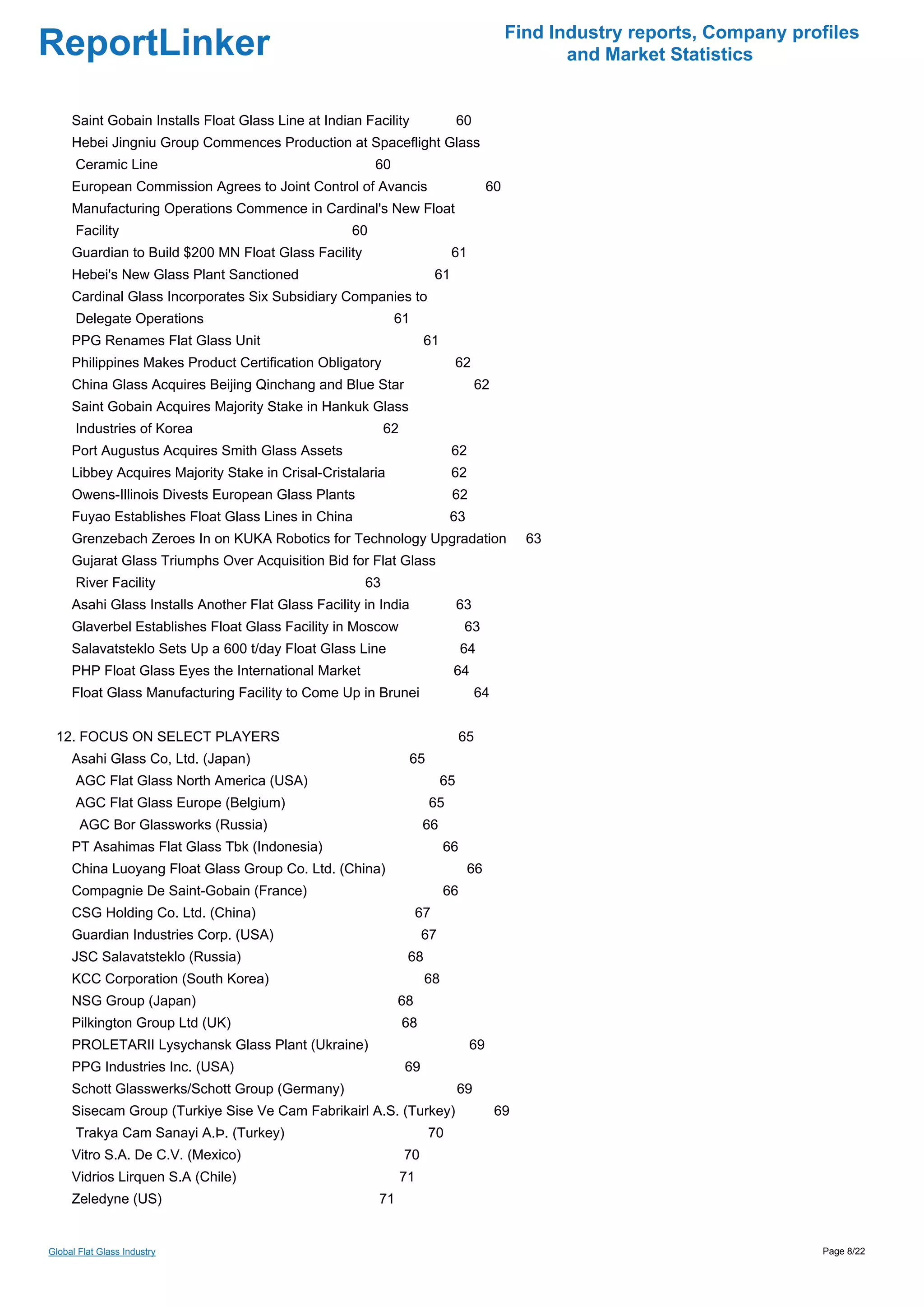 Global Flat Glass Industry | PDF