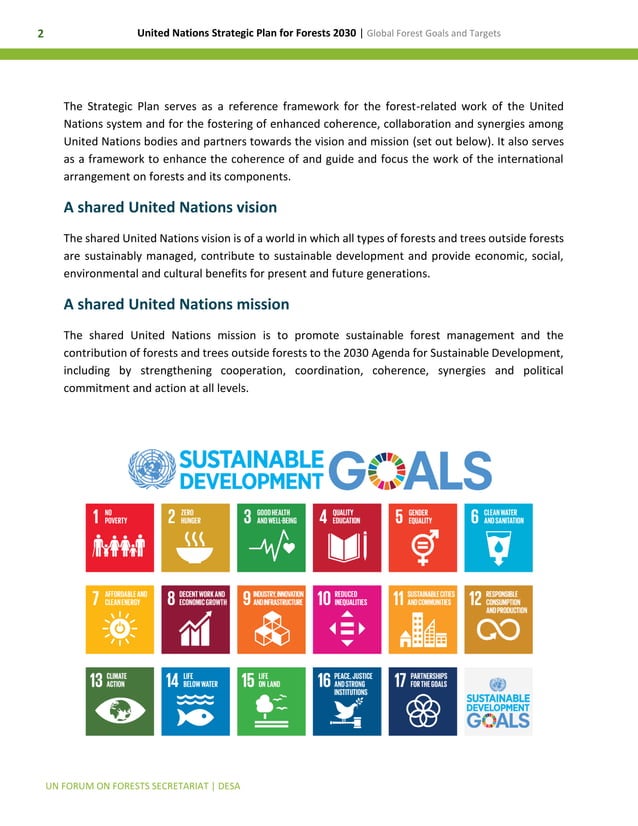 UNITED NATIONS STRATEGIC PLAN FOR FORESTS 2030 | PDF | Environment ...