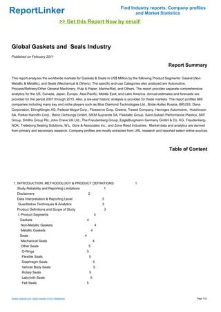 Global Gaskets and Seals Industry | PDF
