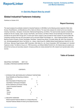 Global Industrial Fasteners Industry | PDF