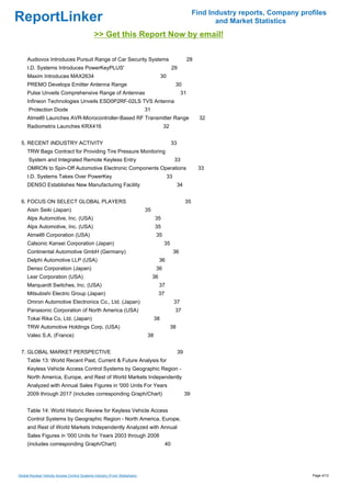 Global Keyless Vehicle Access Control Systems Industry | PDF