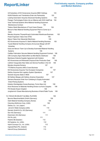 Global Material Handling Equipment Industry | PDF
