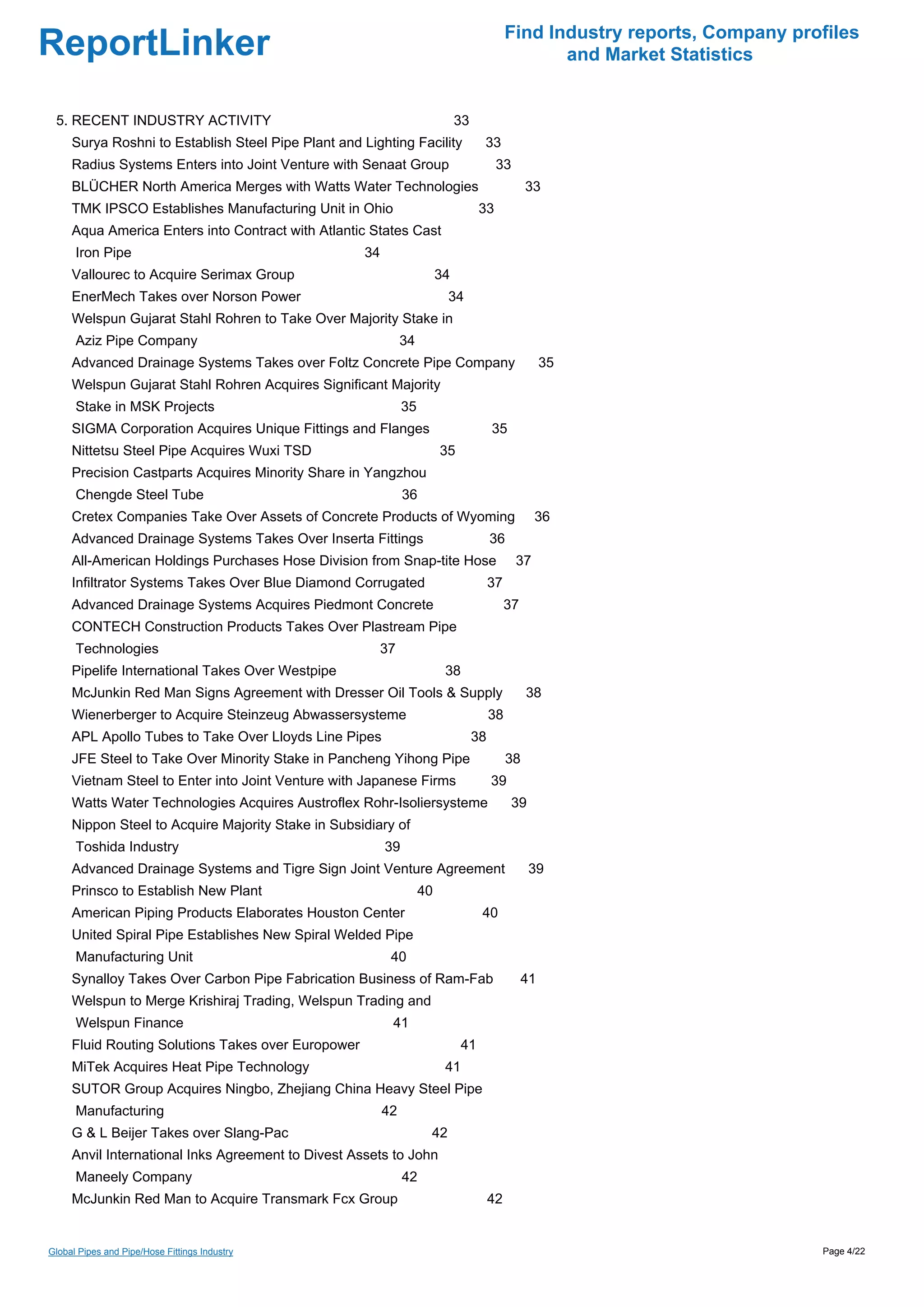 Global Pipes and Pipe/Hose Fittings Industry | PDF