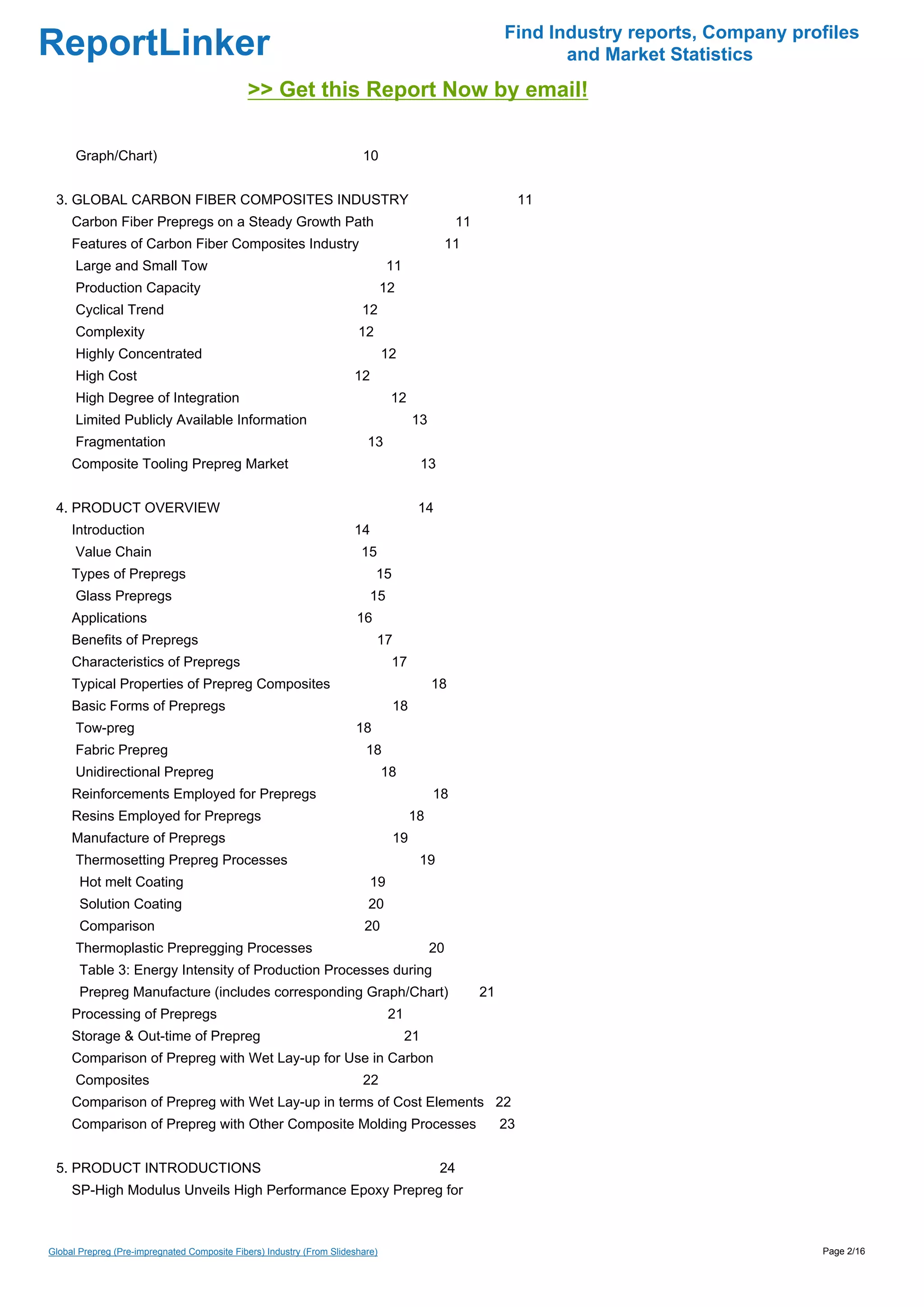Global Prepreg (Pre-impregnated Composite Fibers) Industry | PDF