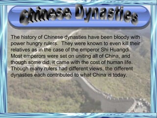 Global Slide Show: Chinese Dynasties | PPT