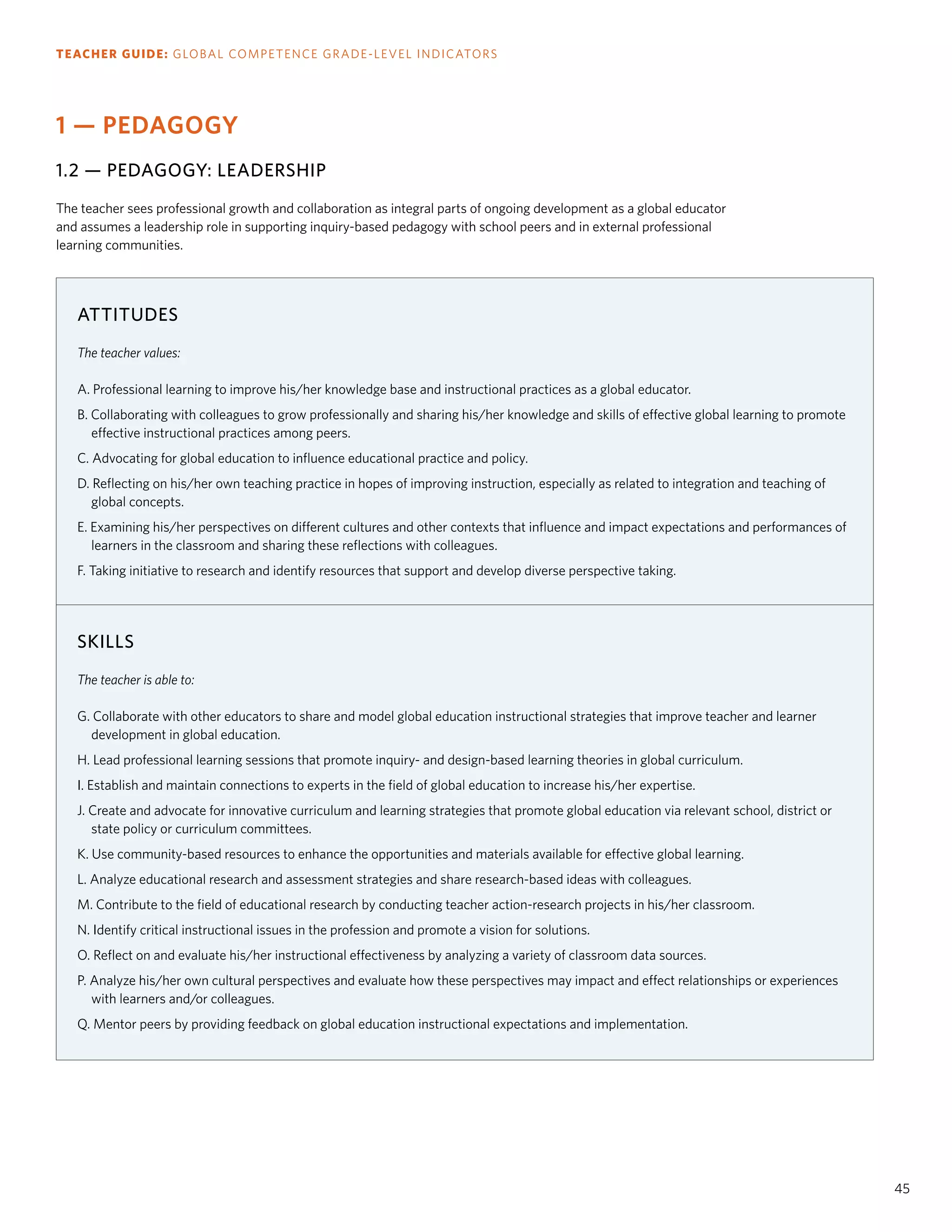 Global ready teacher competency framework standards and indicators ...