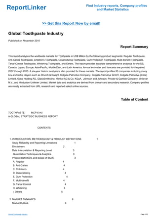 Global Toothpaste Industry | PDF