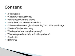 Global-Warming definition, causes and effects | PPTX