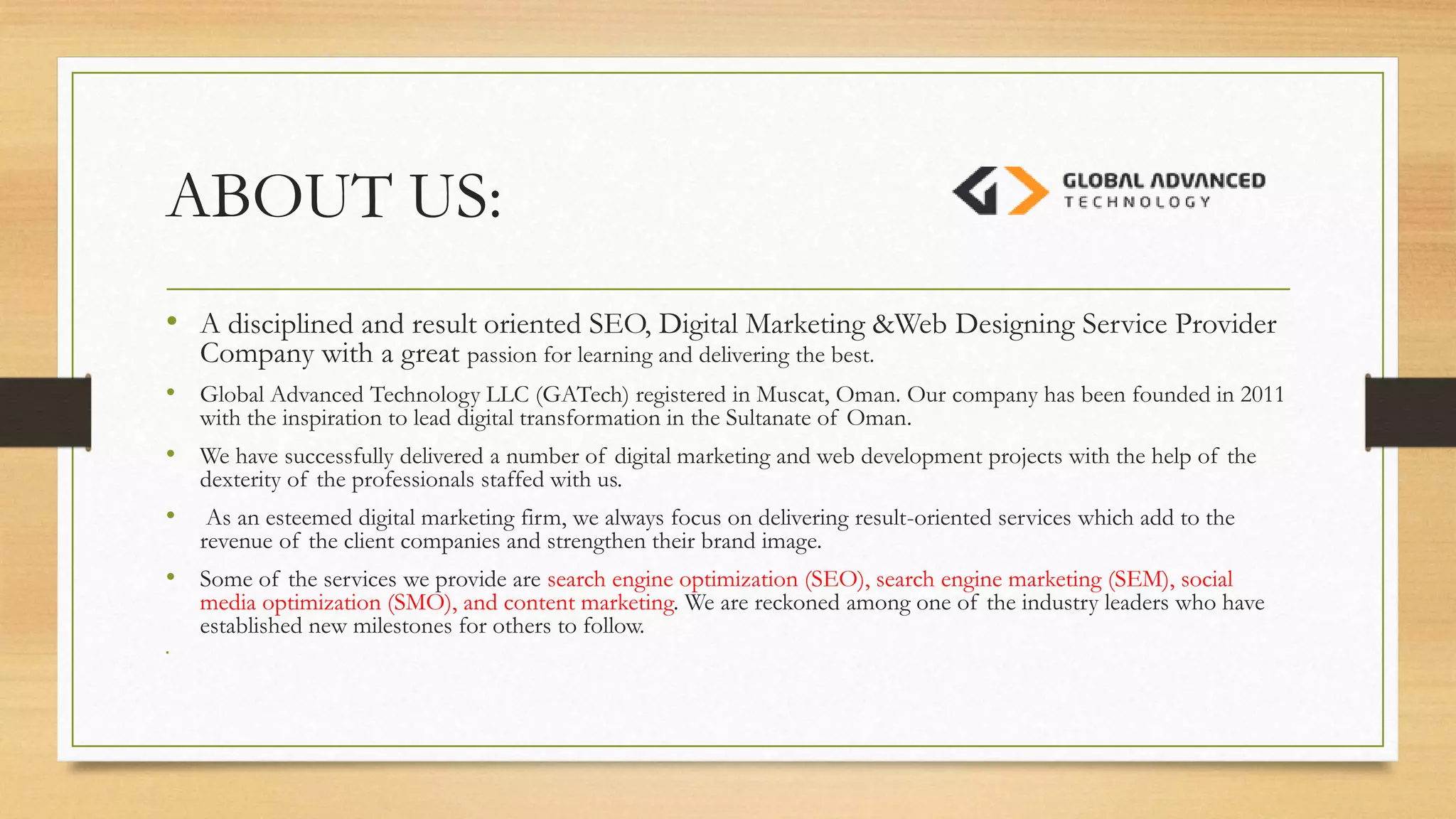 Global advanced technology digital marketing services | PPT