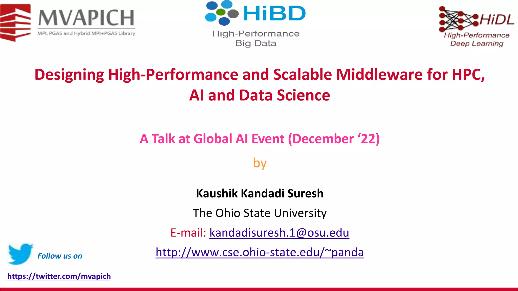 Designing High Performance And Scalable Middleware For Hpc Ai And Data Science Ppt
