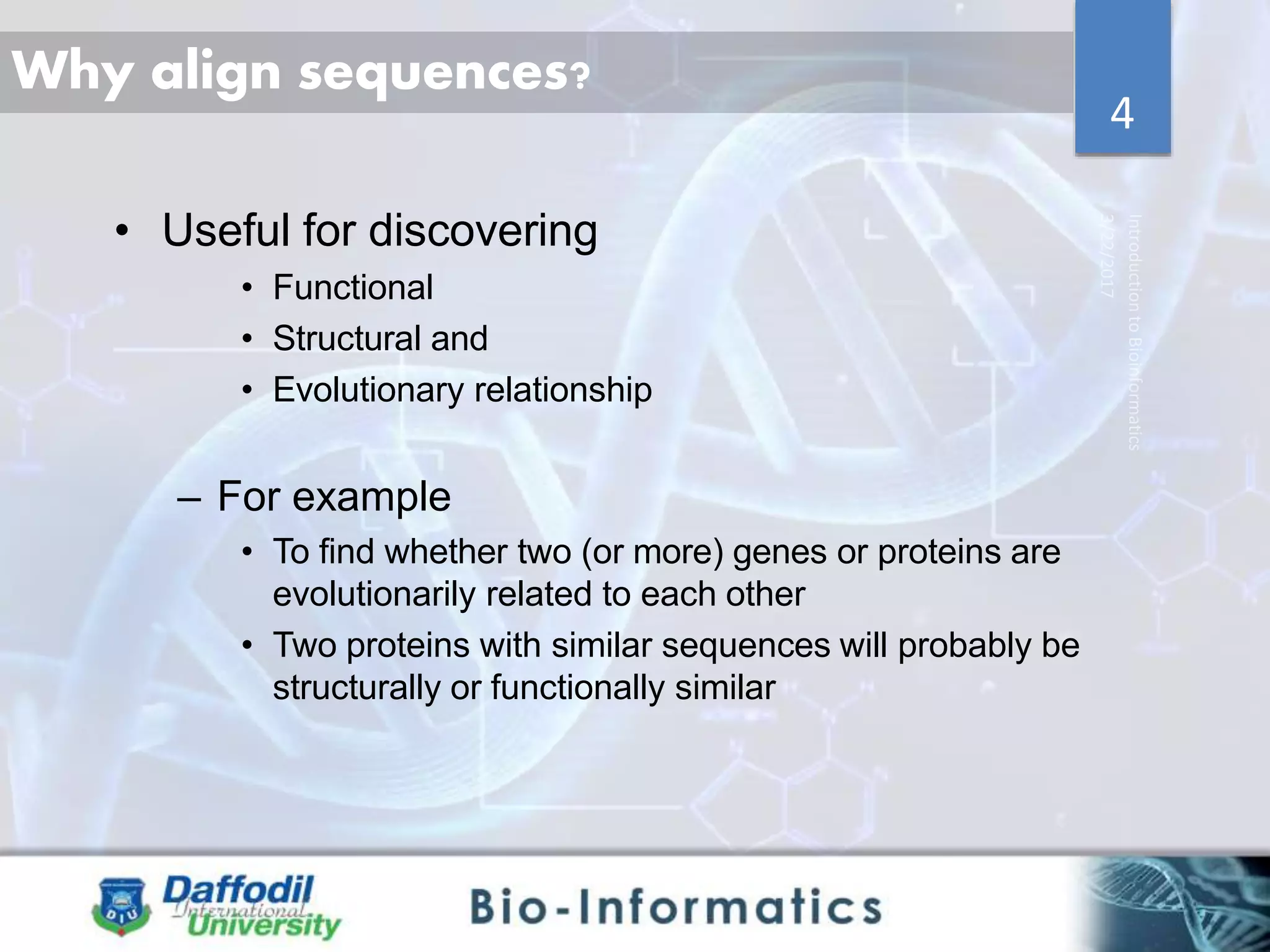 Global and local alignment (bioinformatics) | PPTX