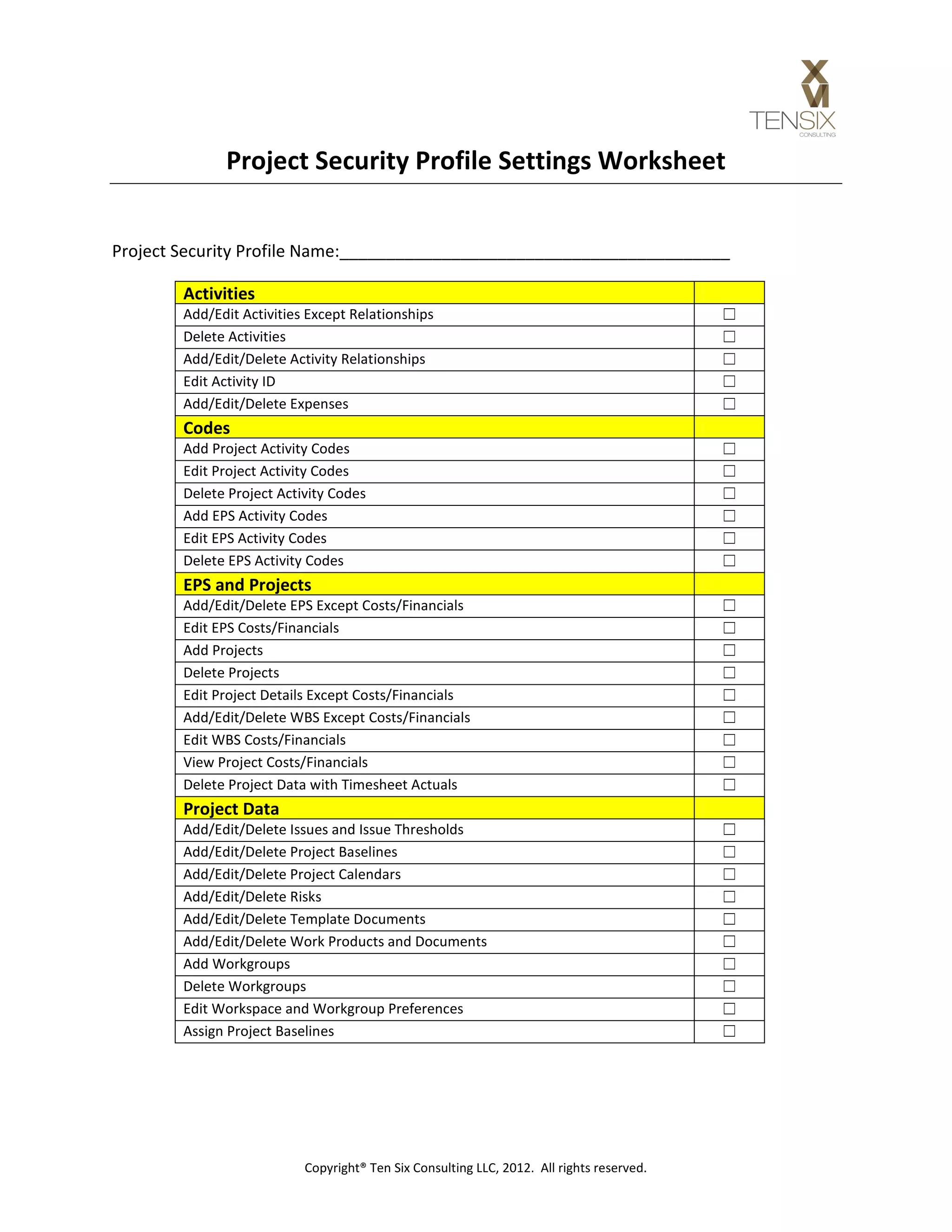 Primavera P6 EPPM Global and project security profile settings ...