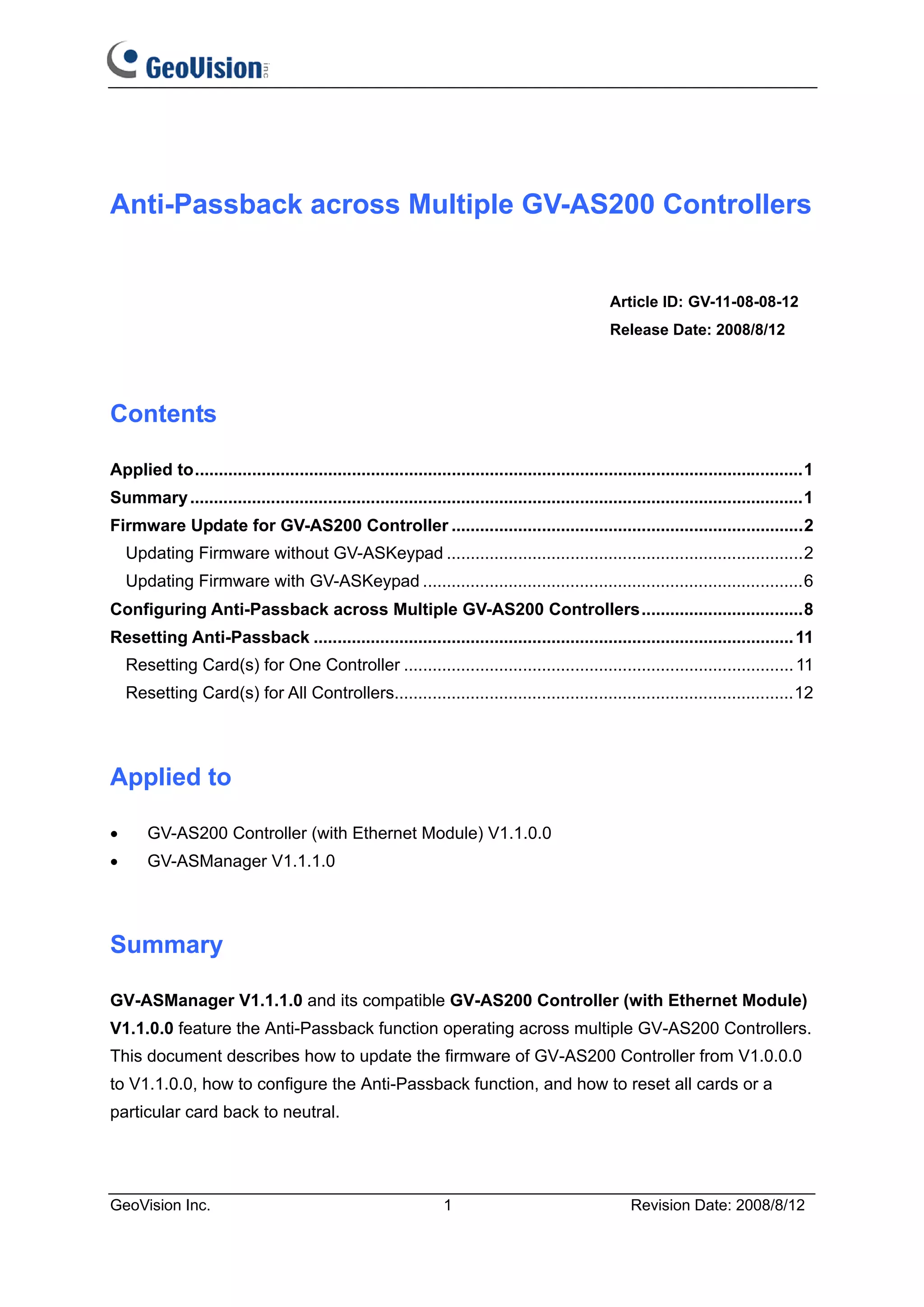 Global anti passback | PDF