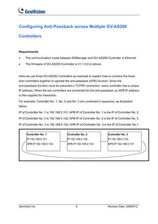 Global anti passback | PDF