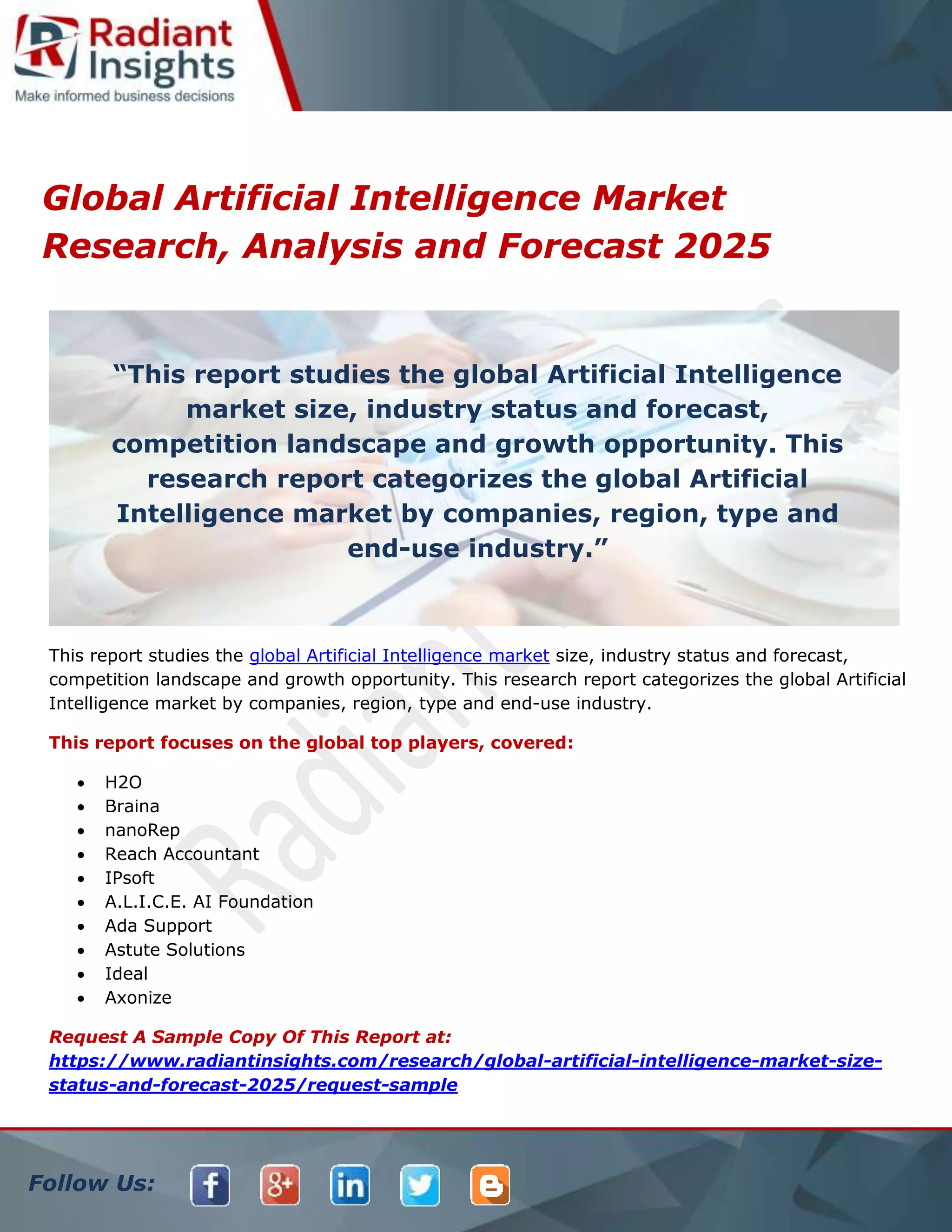 Global artificial intelligence market research, analysis and forecast ...