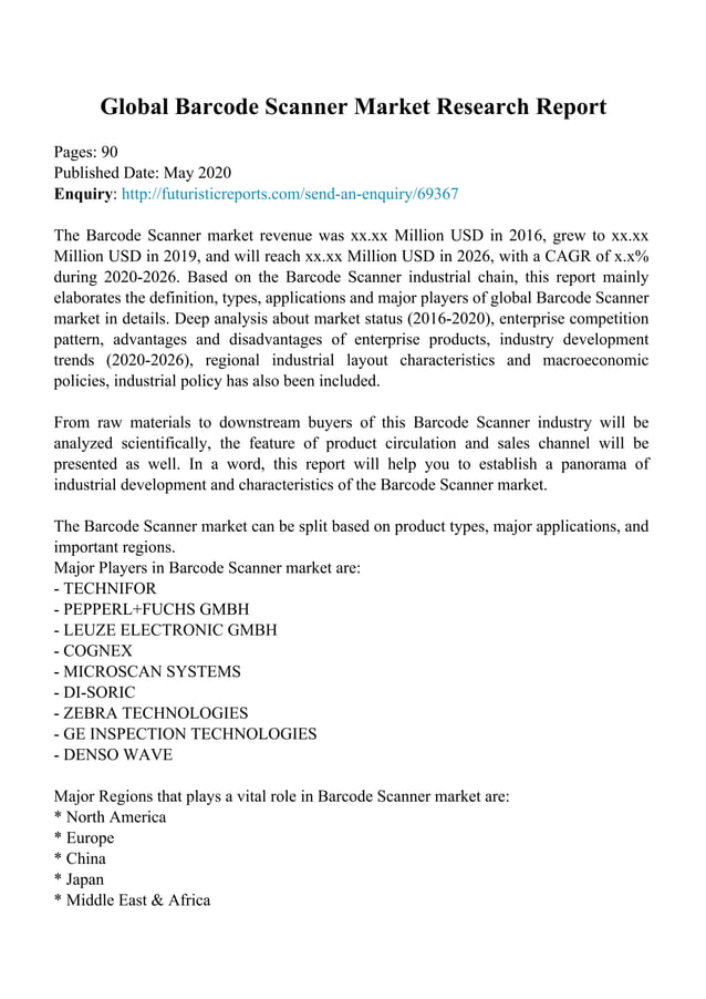 Global barcode scanner_markets-futuristic_reports | PDF