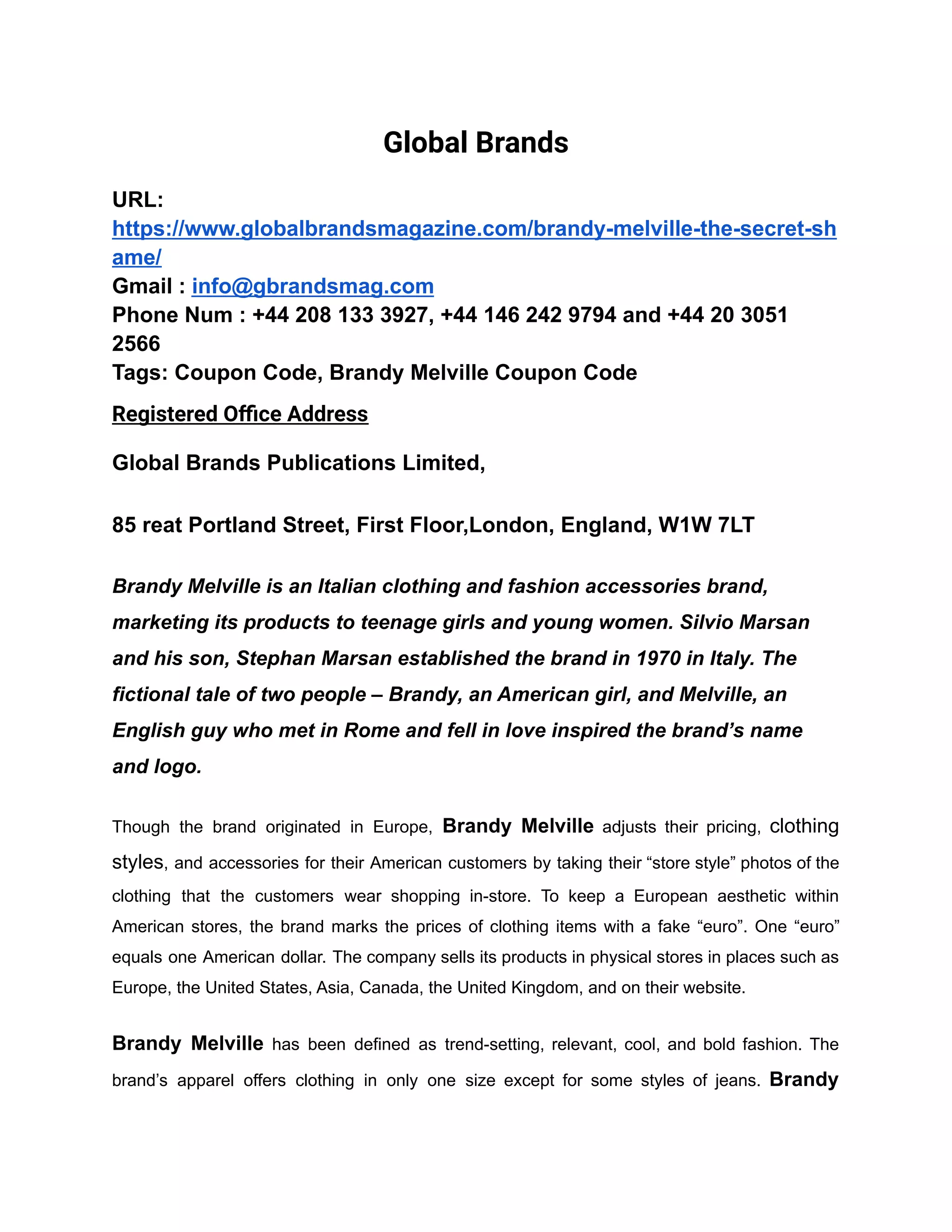 Global Brands | PDF