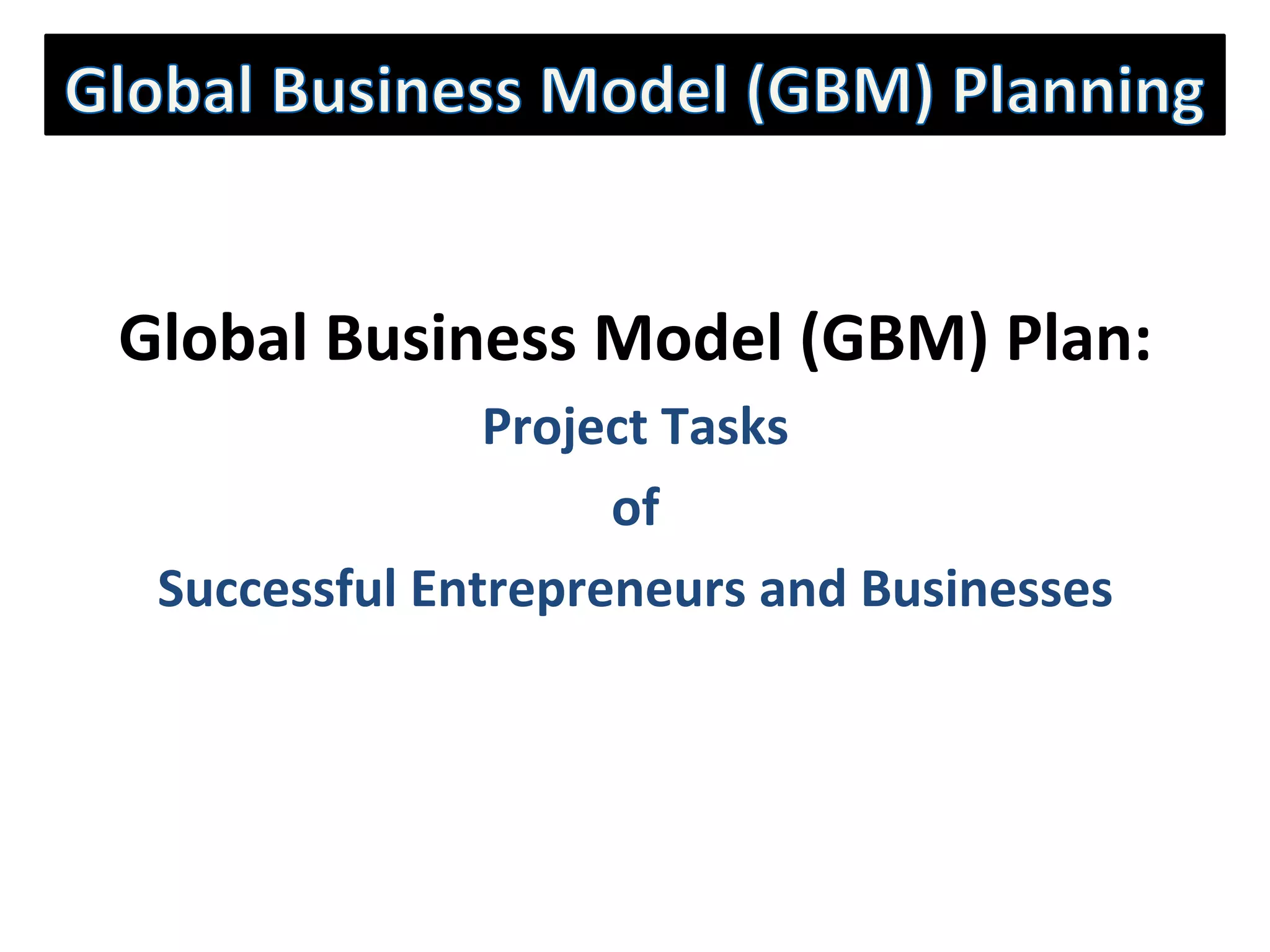 The Global Business Model (GBM) Plan for Improving Wellness of ...