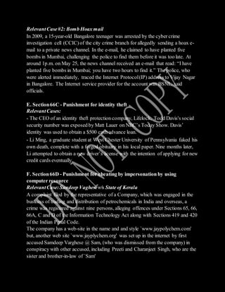 Cyber laws in India, An overview and relevant cases. | DOCX