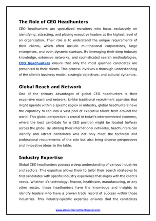 Global CEO Headhunters - Sourcing Top Executive Talent Worldwide | PDF