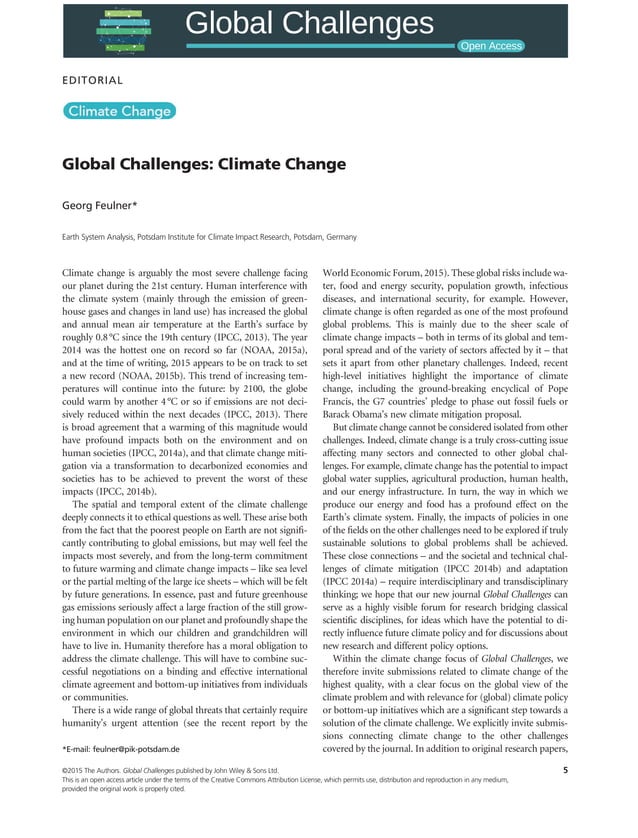 Isu of teh Global Challenges Climate Change | PDF