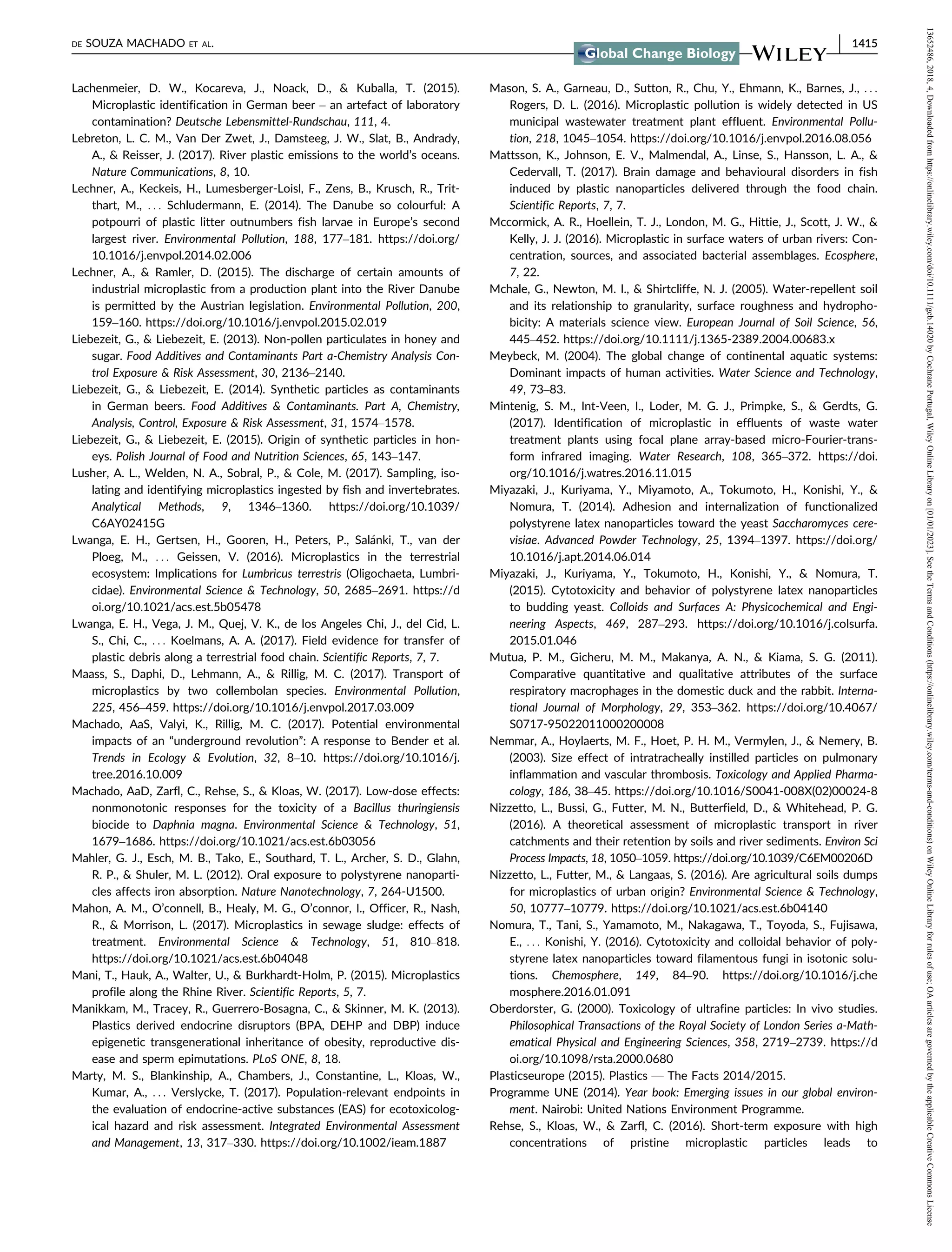 Microplastics As An Emerging Threat To Terrestrial Ecosystems Pdf