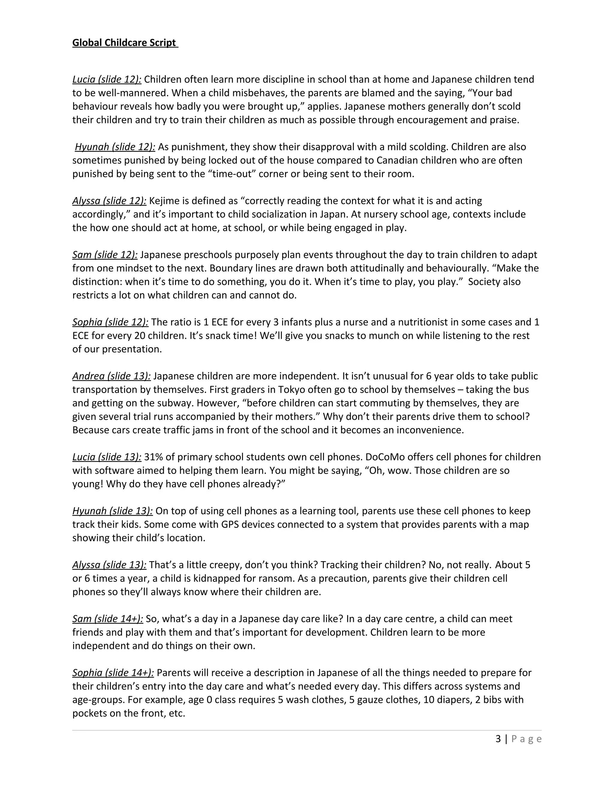 Global childcare script revision 3 (2) | PDF