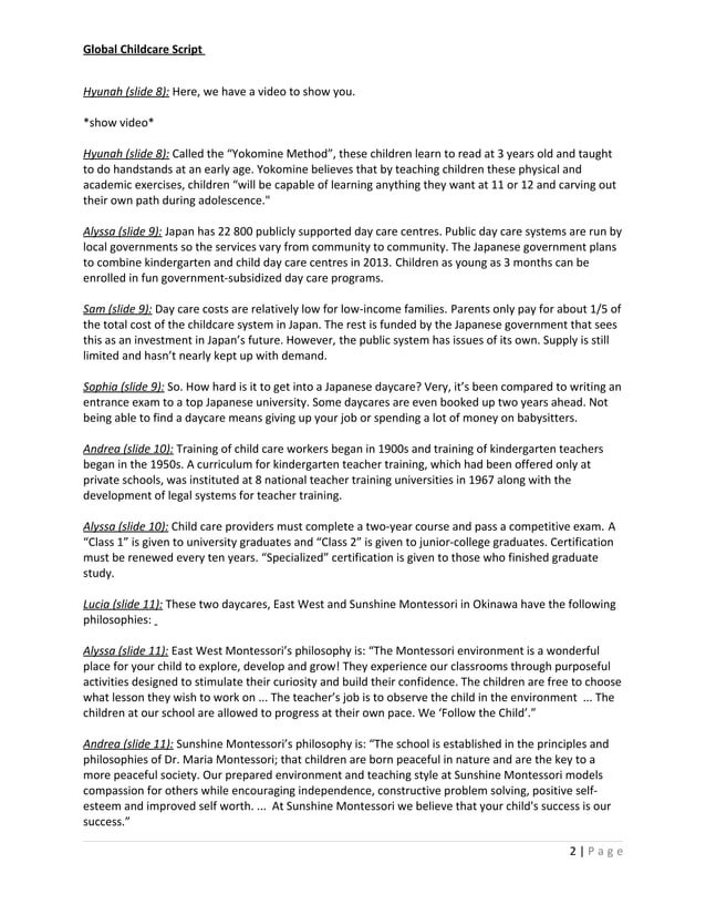 Global childcare script revision 3 (2) | PDF
