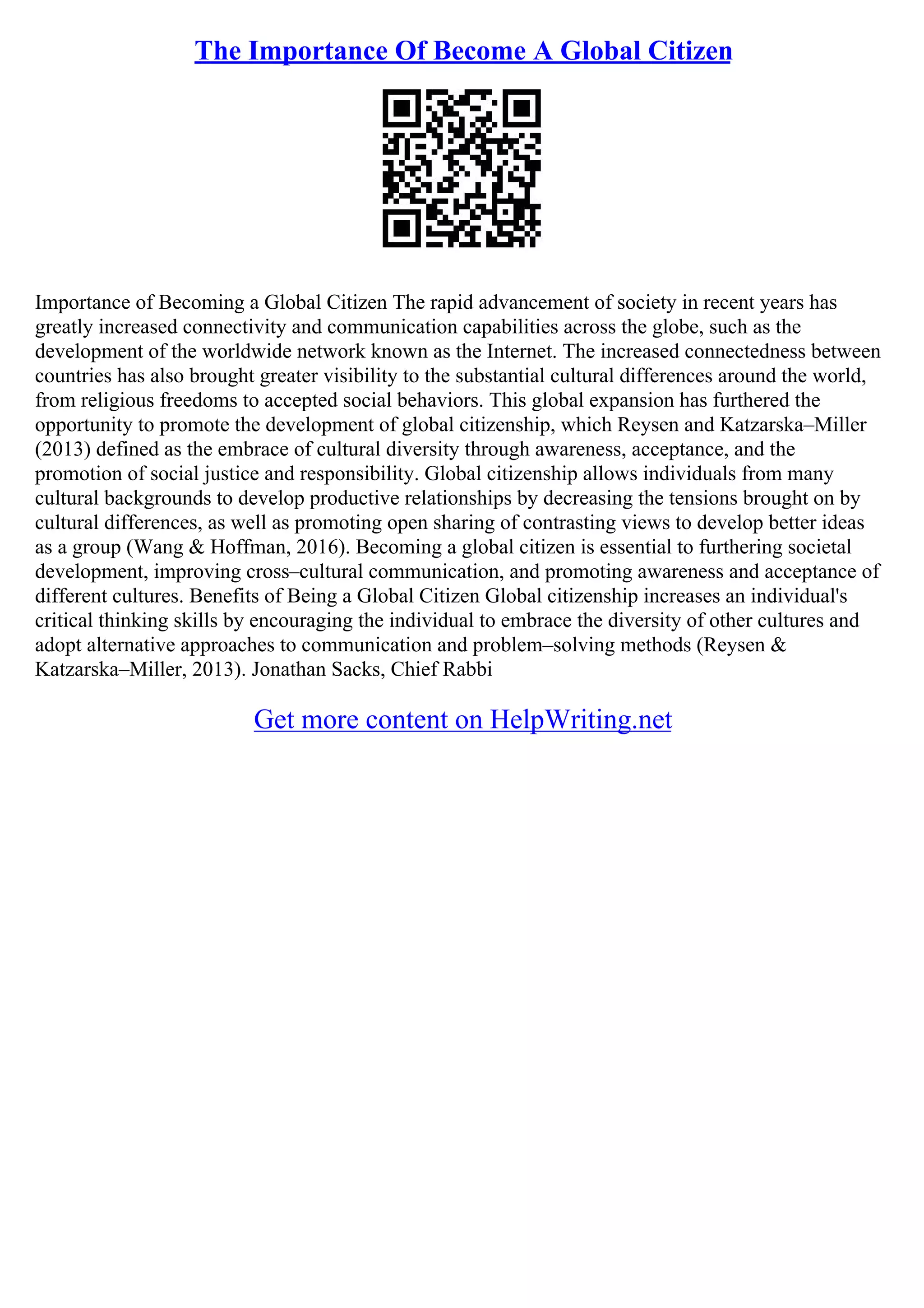 Global Citizen Essay | PDF