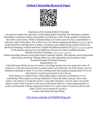 Global Citizen Essay | PDF