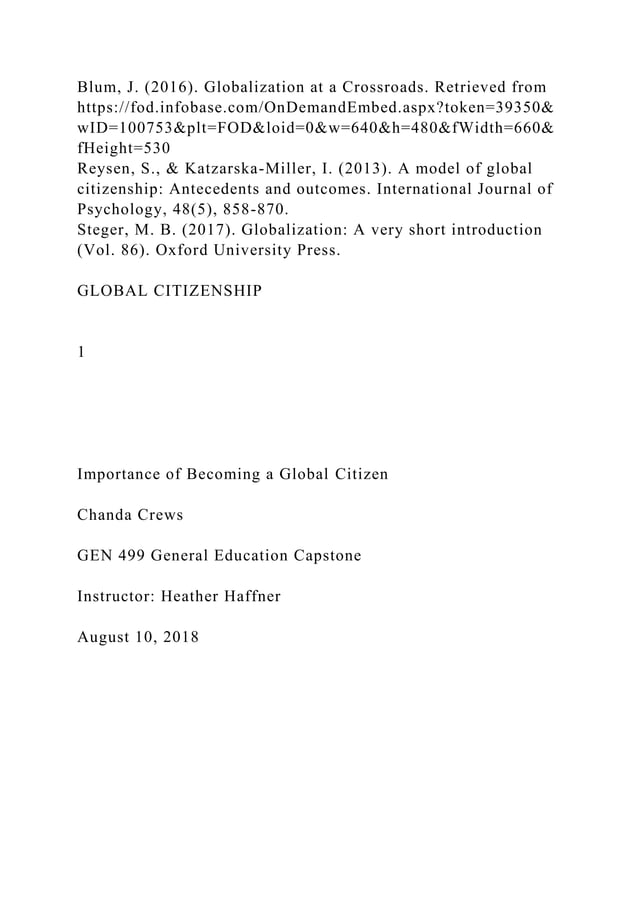 GLOBAL CITIZENSHIP .docx | Education