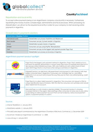 Globalcollect Argentina Country Factsheet | PDF
