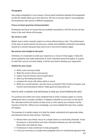 Globalcompose.com how to write a reaction paper to a movie | PDF