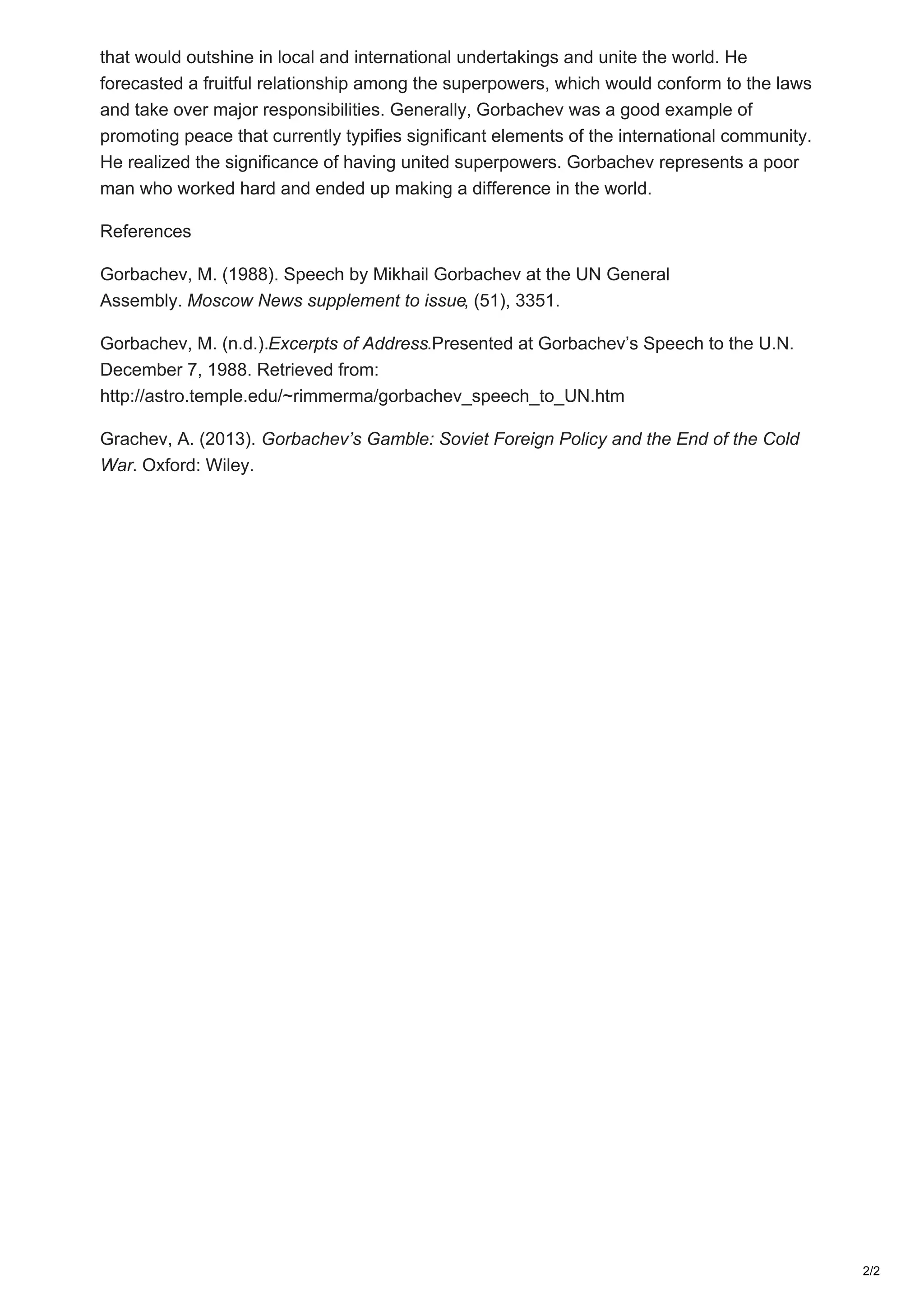 Globalcompose.com sample case study essay on mikhail gorbachevs 1988 un ...