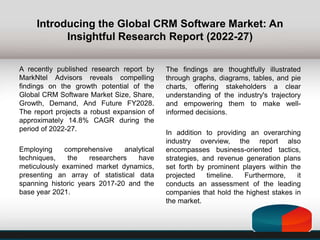 Demystifying the Demand Dynamics of the Global CRM Software Market | PPT