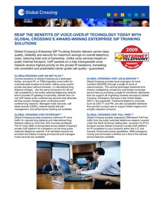 Global Crossing Sip Overview | PDF