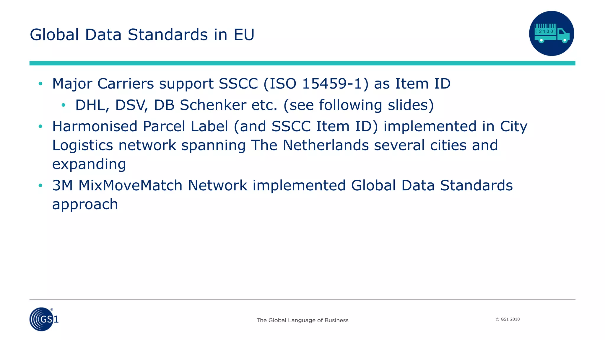 Global data standards for global (e commerce) logistics 20191023 | PPT