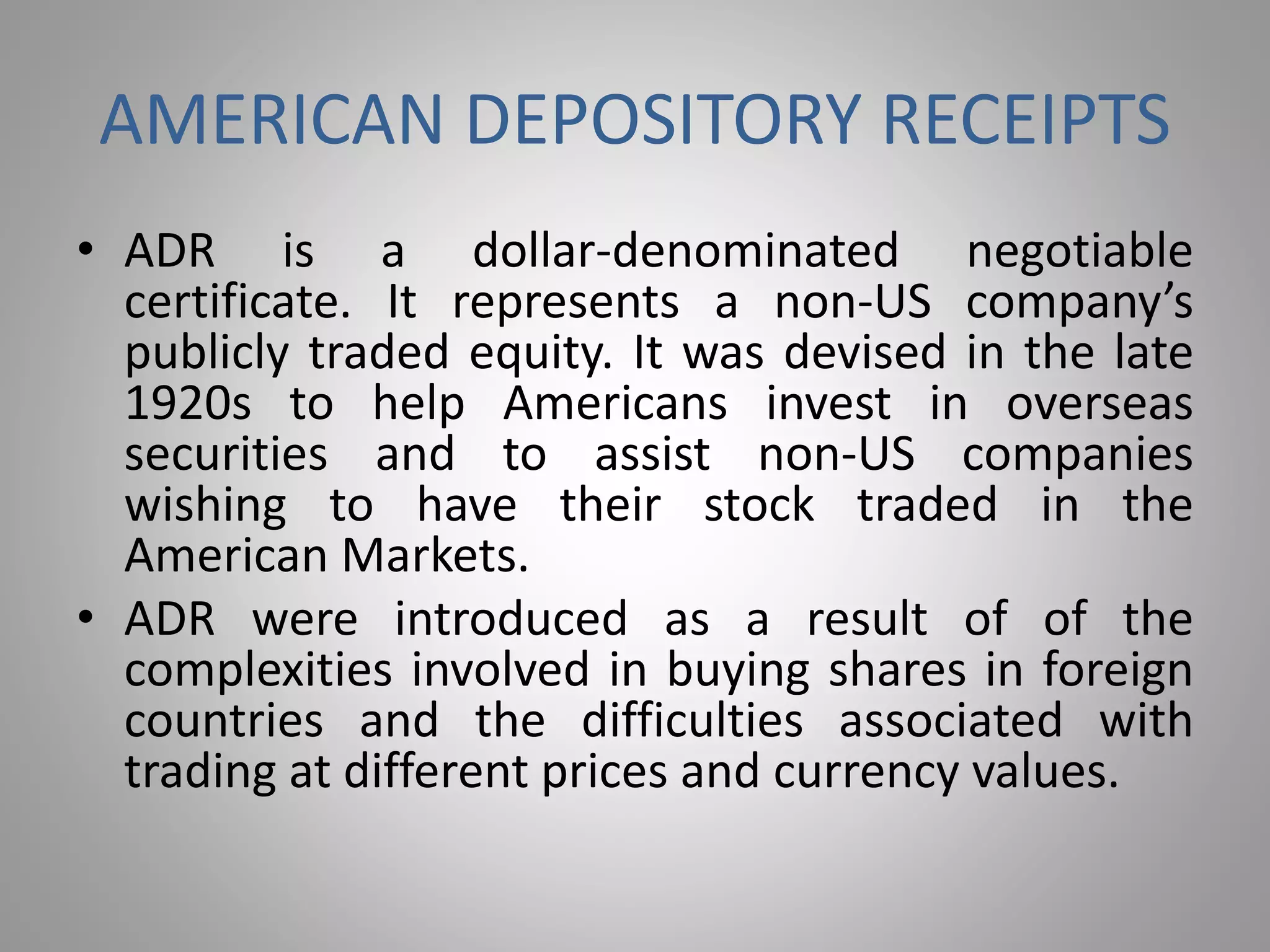 Global depository receipts | PPTX