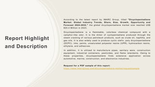 Dicyclopentadiene Market PPT: Growth, Outlook, Demand, Keyplayer Analysis and Opportunity 2024 ...