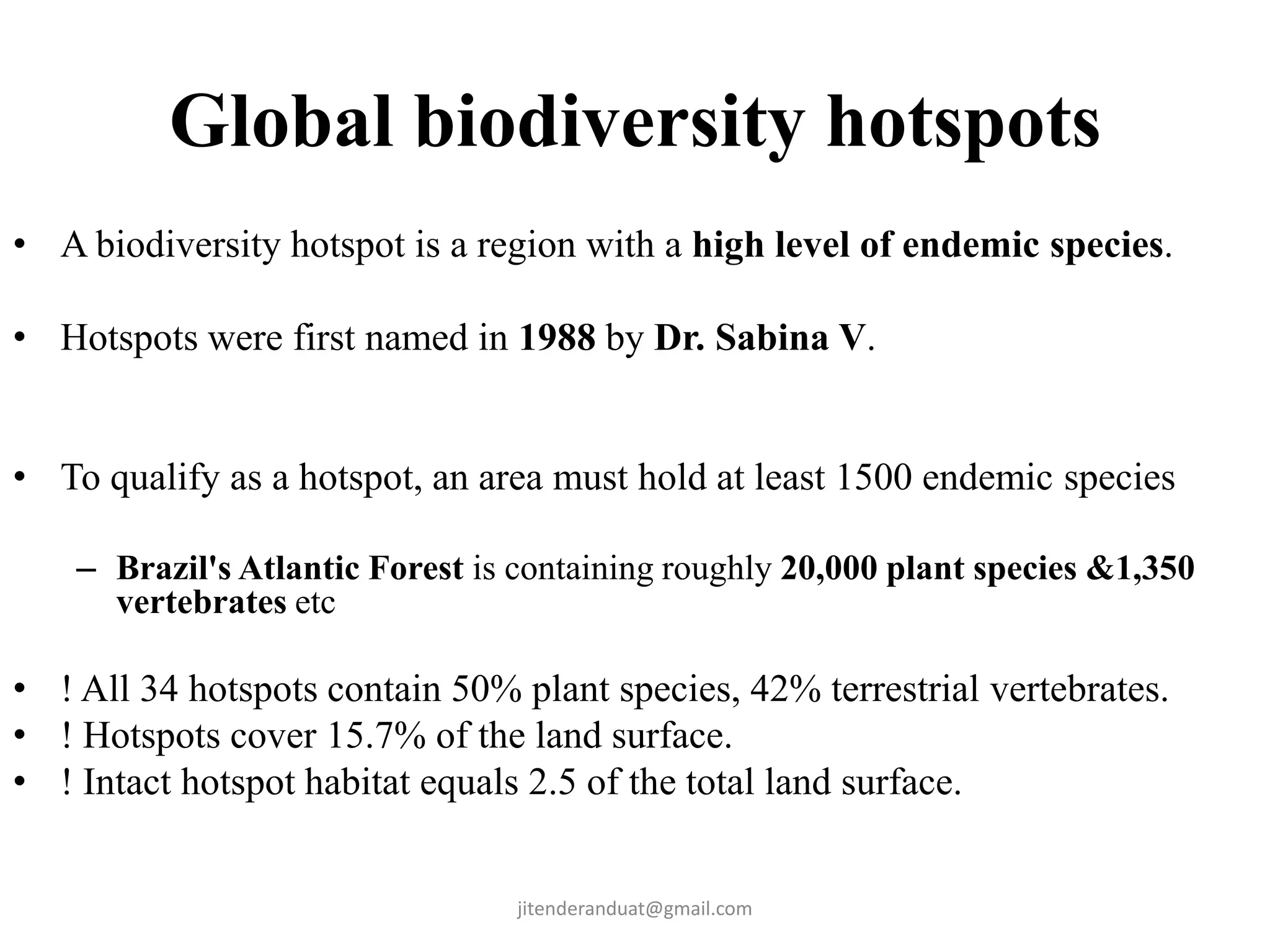 Global diversity patterns and loss of biodiversity | PPTX