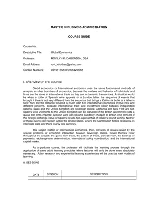Global econ course outline | DOC