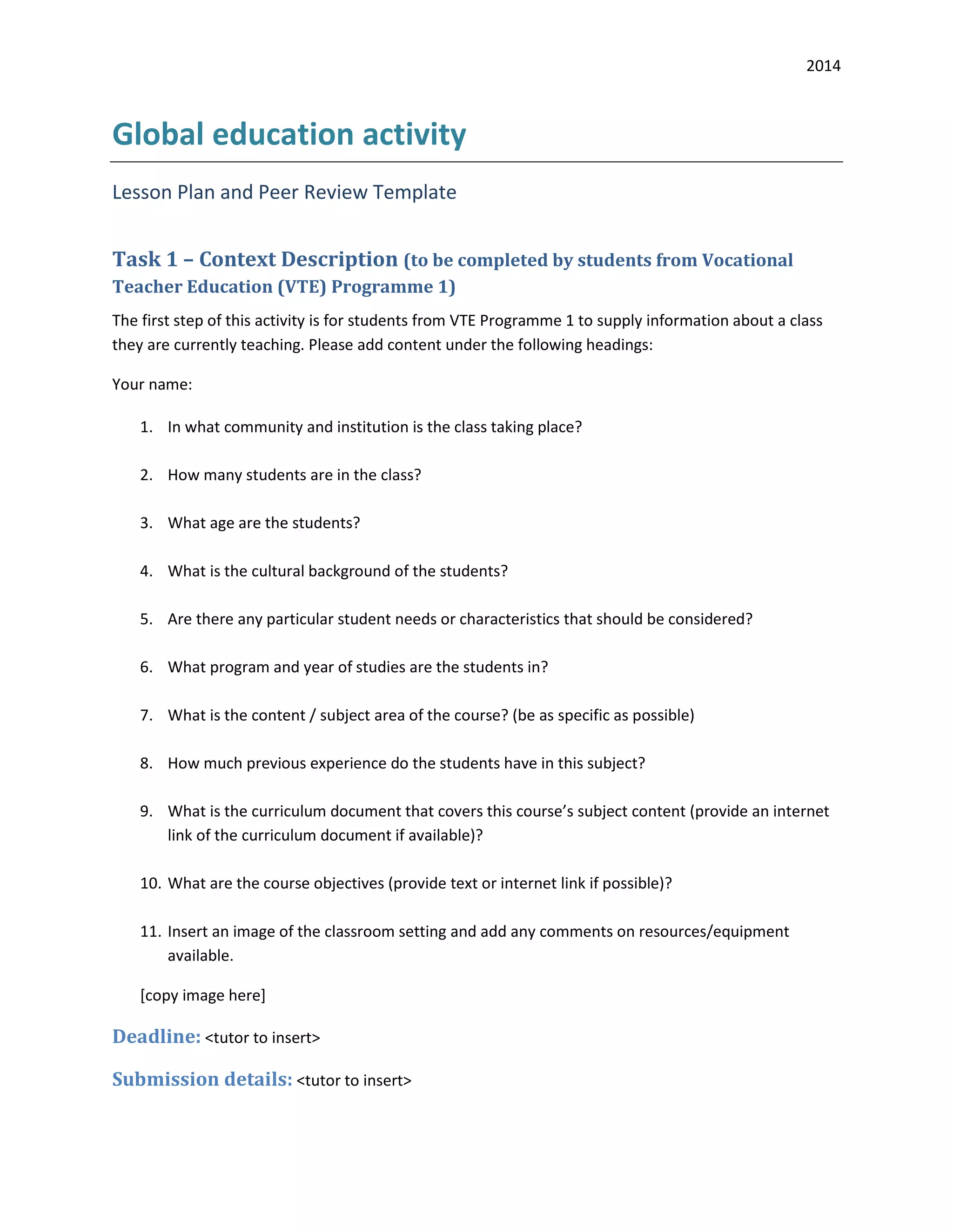 Global education activity template | DOCX