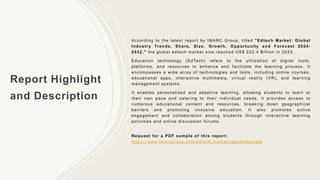 Edtech Market PPT: Growth, Outlook, Demand, Keyplayer Analysis and Opportunity 2024-32 | PPTX