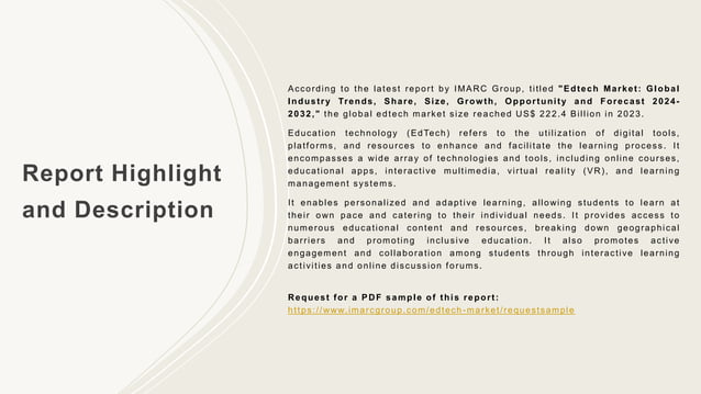 Edtech Market PPT: Growth, Outlook, Demand, Keyplayer Analysis and Opportunity 2024-32 | PPTX