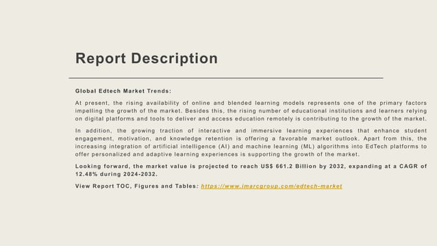 Edtech Market PPT: Growth, Outlook, Demand, Keyplayer Analysis and Opportunity 2024-32 | PPTX