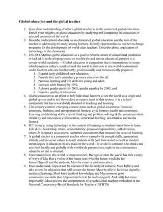 Global education and global teacher | PDF
