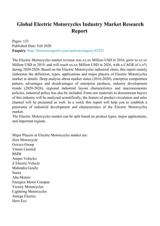 Global electric motorcycles_markets-futuristic_reports | PDF