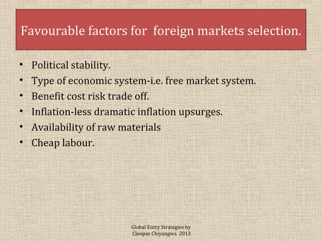 Global Entry Strategies by Cleopas Chiyangwa | PPT
